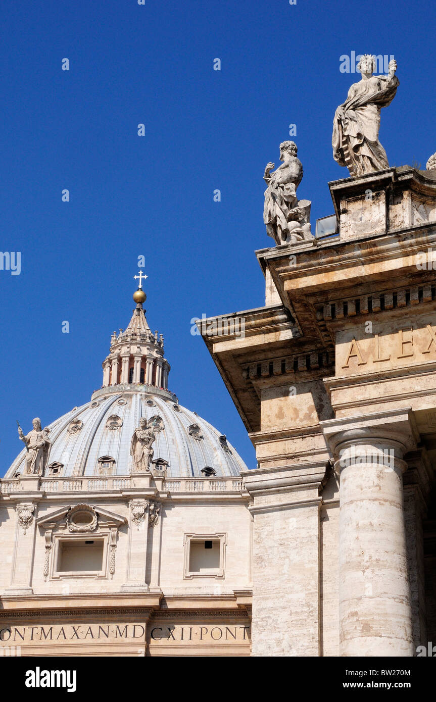 Column & St Peter's Basilica detail, Vatican City Stock Photo - Alamy