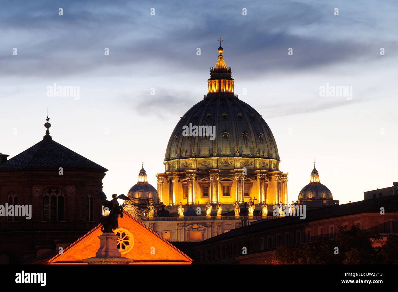 St Peter's Basilica at night, Vatican City Stock Photo - Alamy