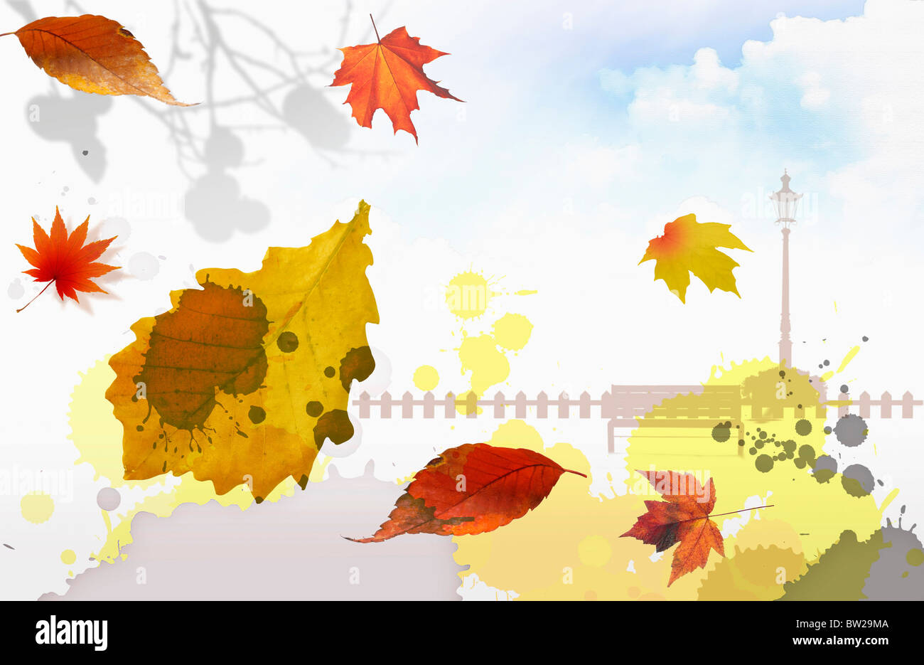autumn leaves in illustration Stock Photo - Alamy