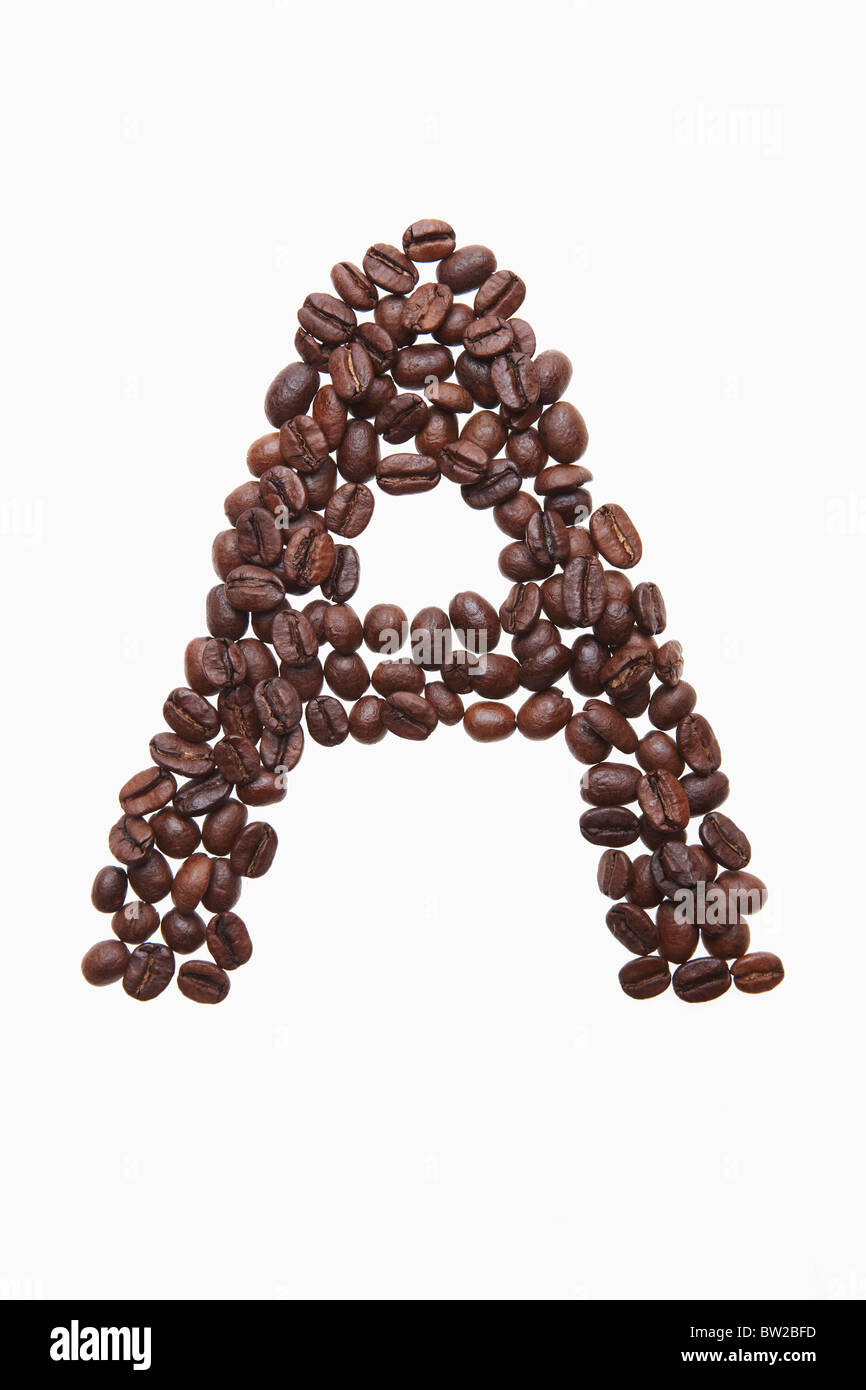 alphabet A roasted coffee beans Stock Photo - Alamy