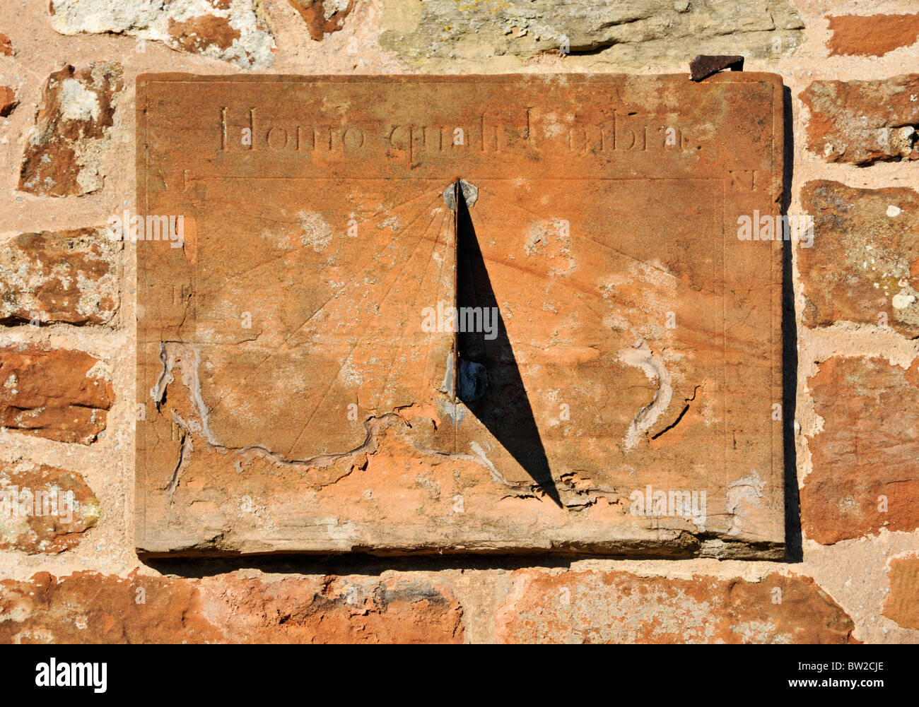 Sundial on South wall. Church of Saint Mary, Cumwhitton, Cumbria ...