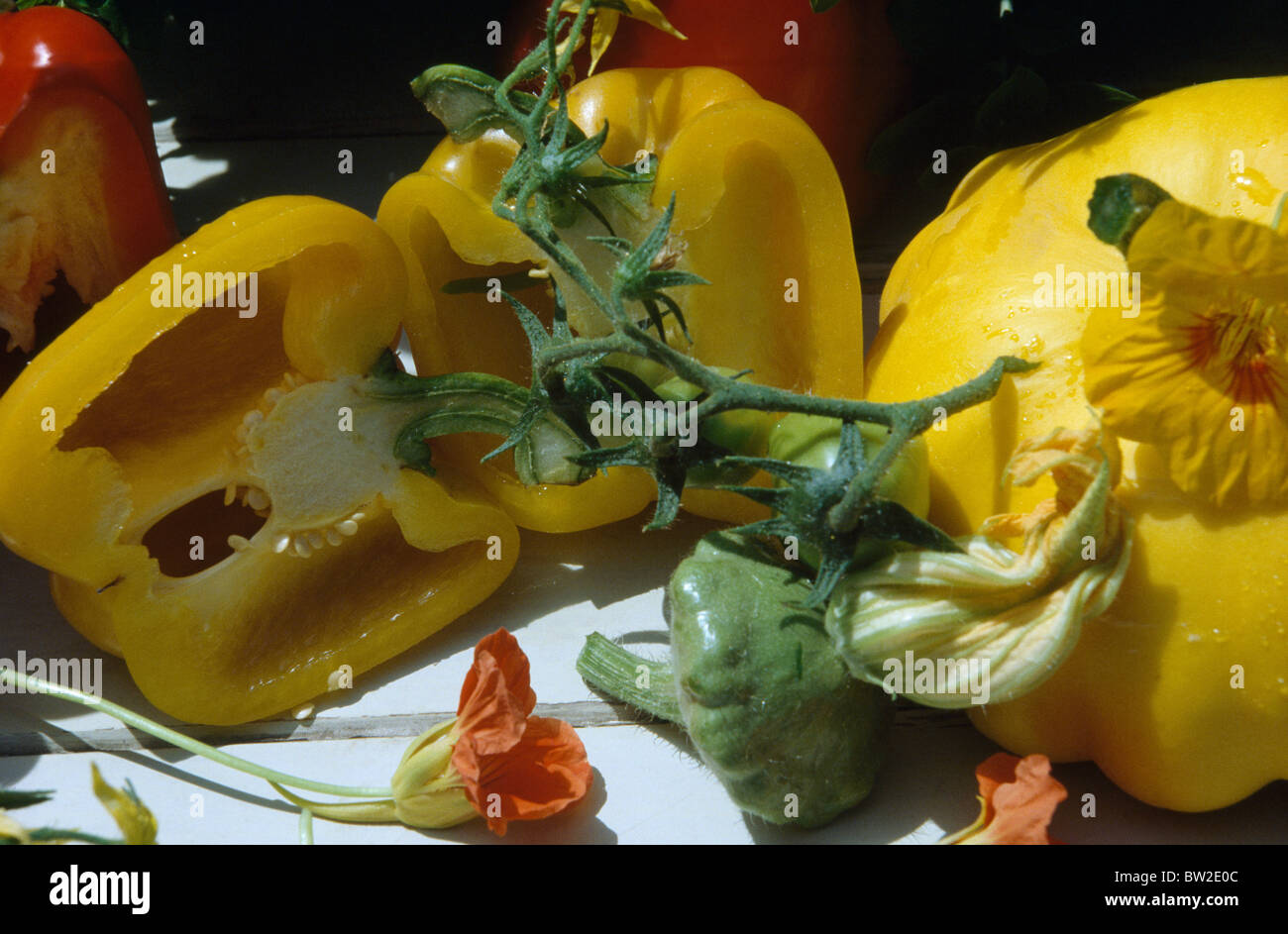 Still-Life of yellow peppers Stock Photo - Alamy