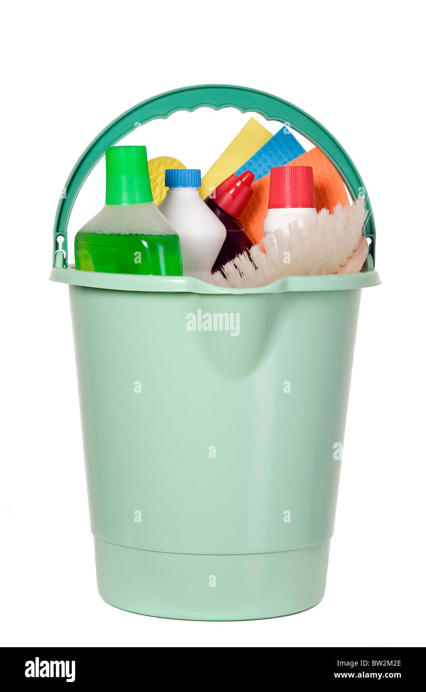 Bucket filled with cleaning industry tools, clean service Stock Photo ...