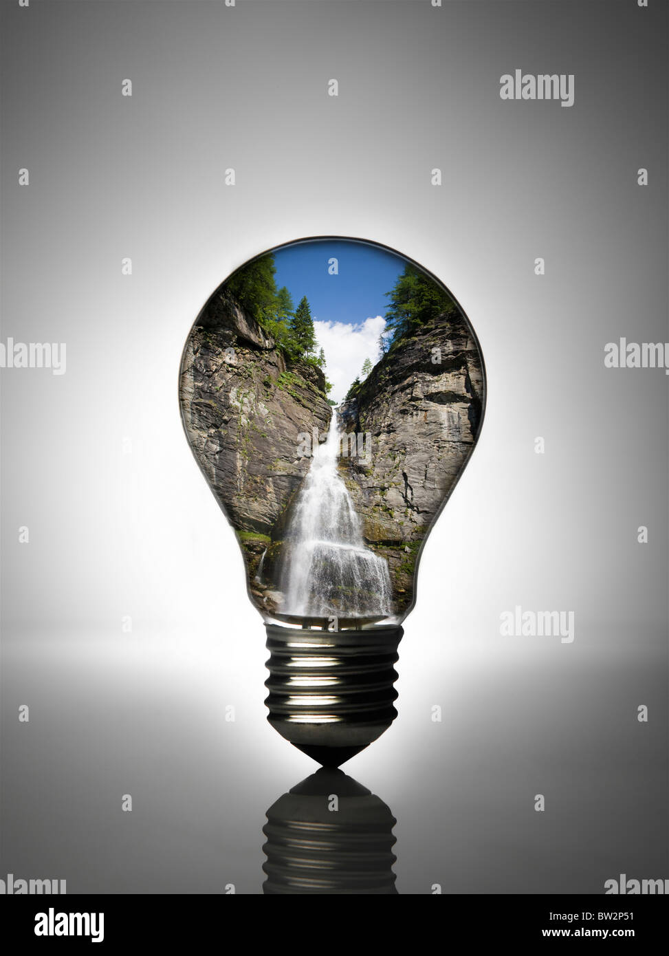 waterfall inside light bulb Stock Photo - Alamy