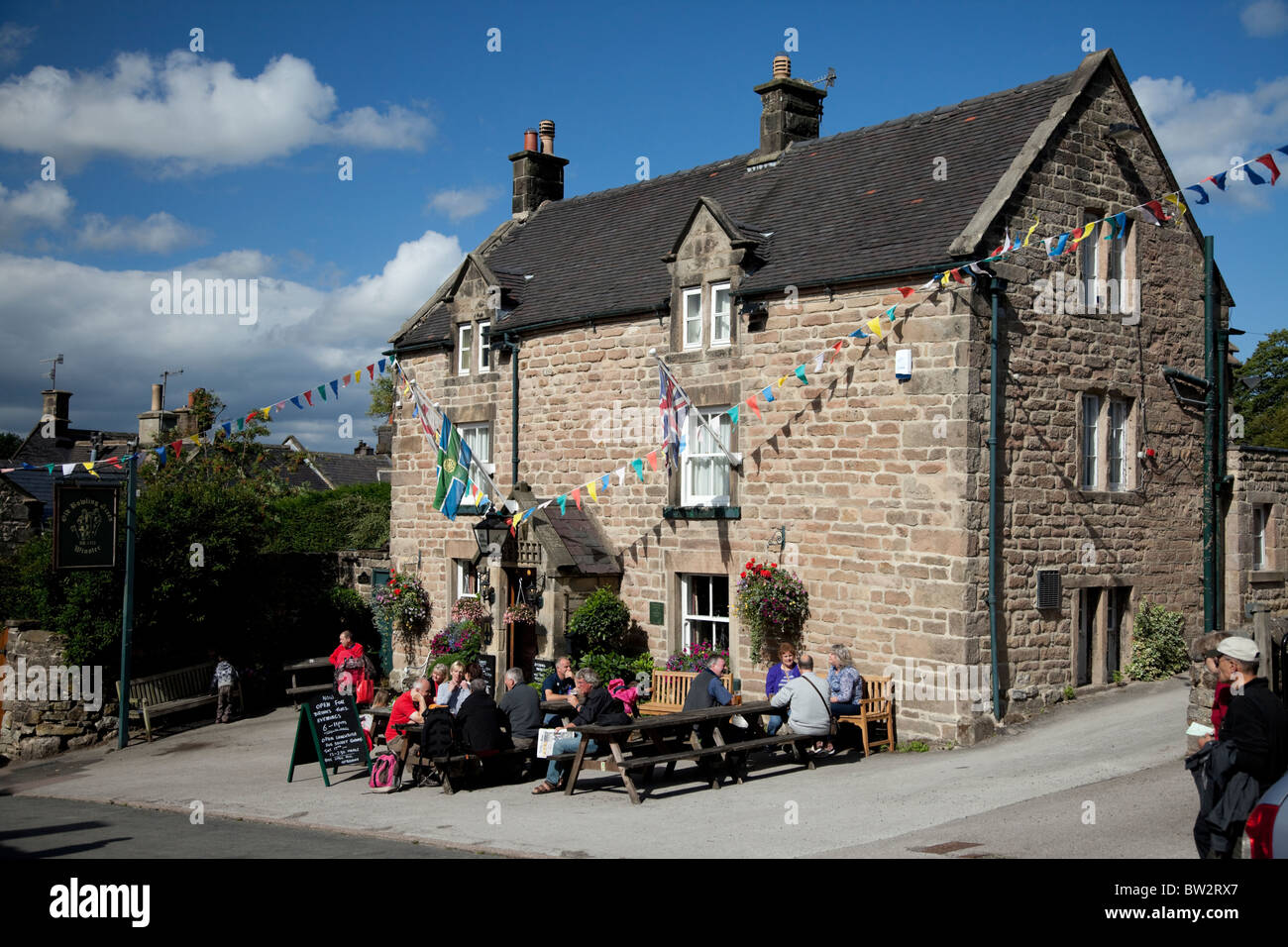 British pub in summer Winster village Peak District Derbyshire England ...