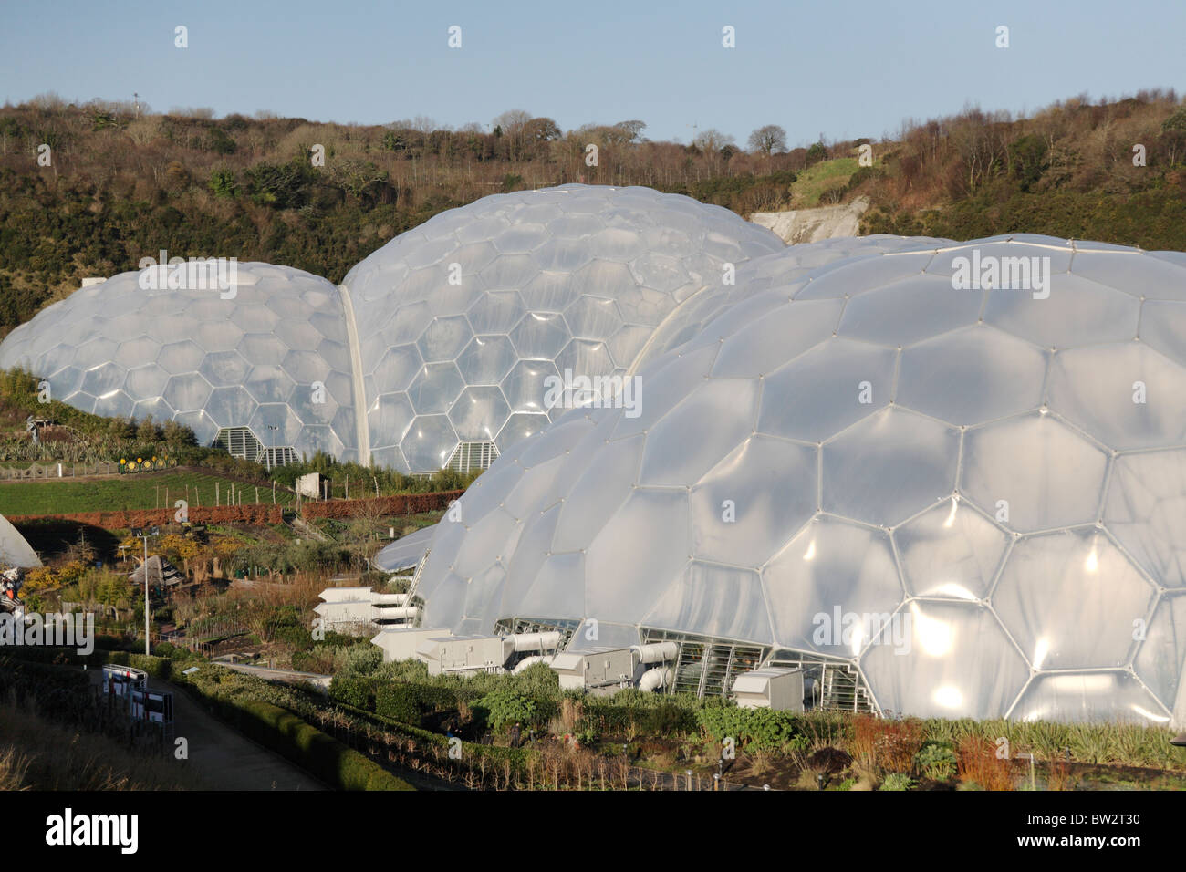 Exterior view of the Eden Project Biomes Cornish gardens St Austell ...