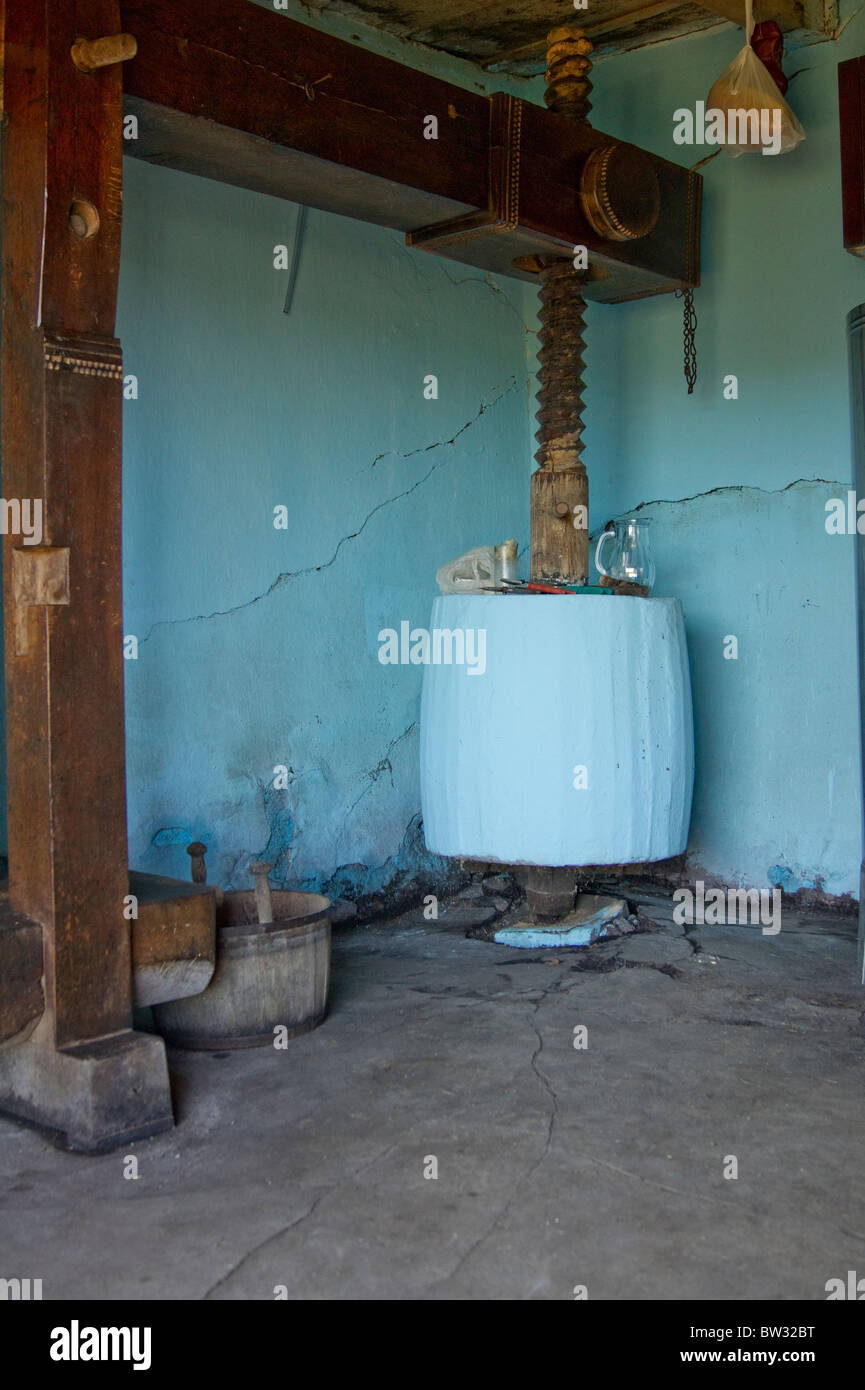 Old wine vat and grape press Stock Photo - Alamy