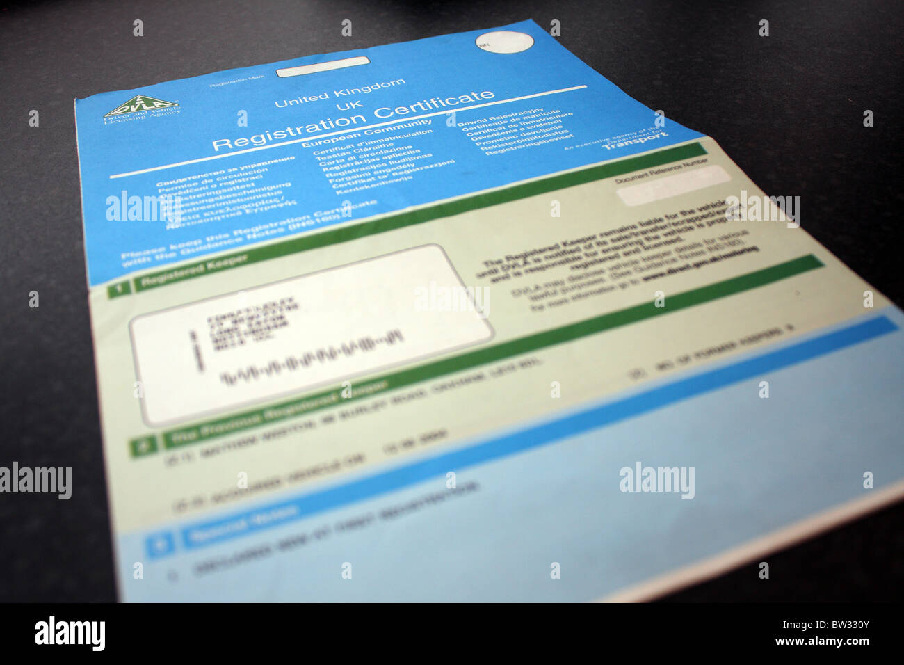 Vehicle registration certificate hi-res stock photography and images ...