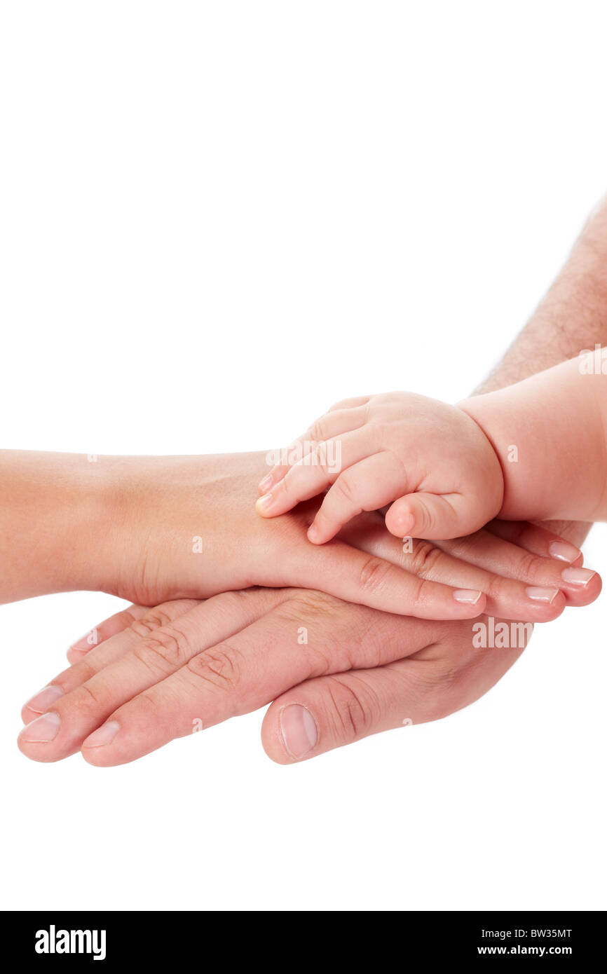 Image of parental palms with newborn baby hand on top Stock Photo - Alamy