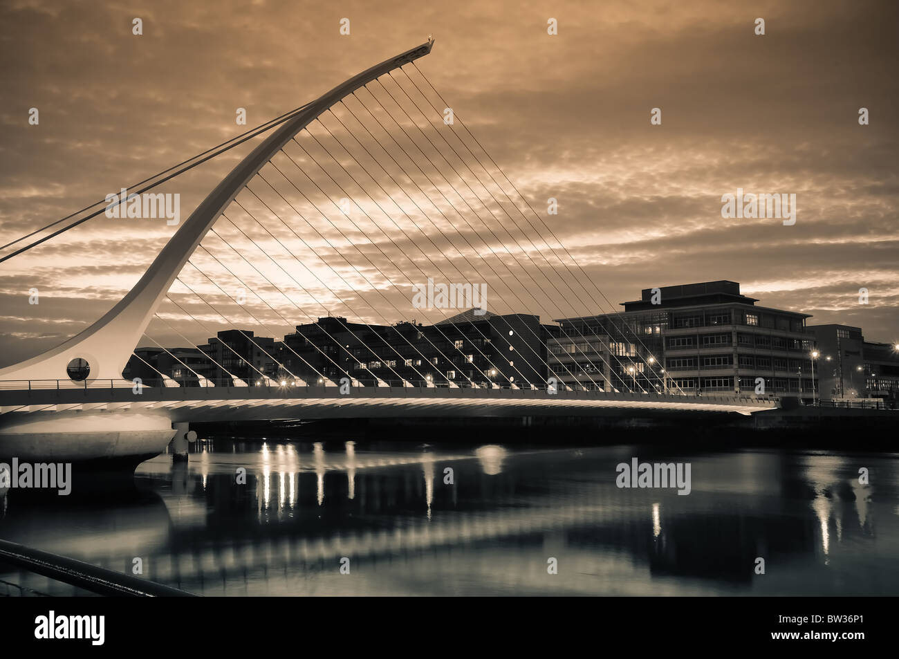 Samuel Beckett Bridge - old photo effect Stock Photo - Alamy