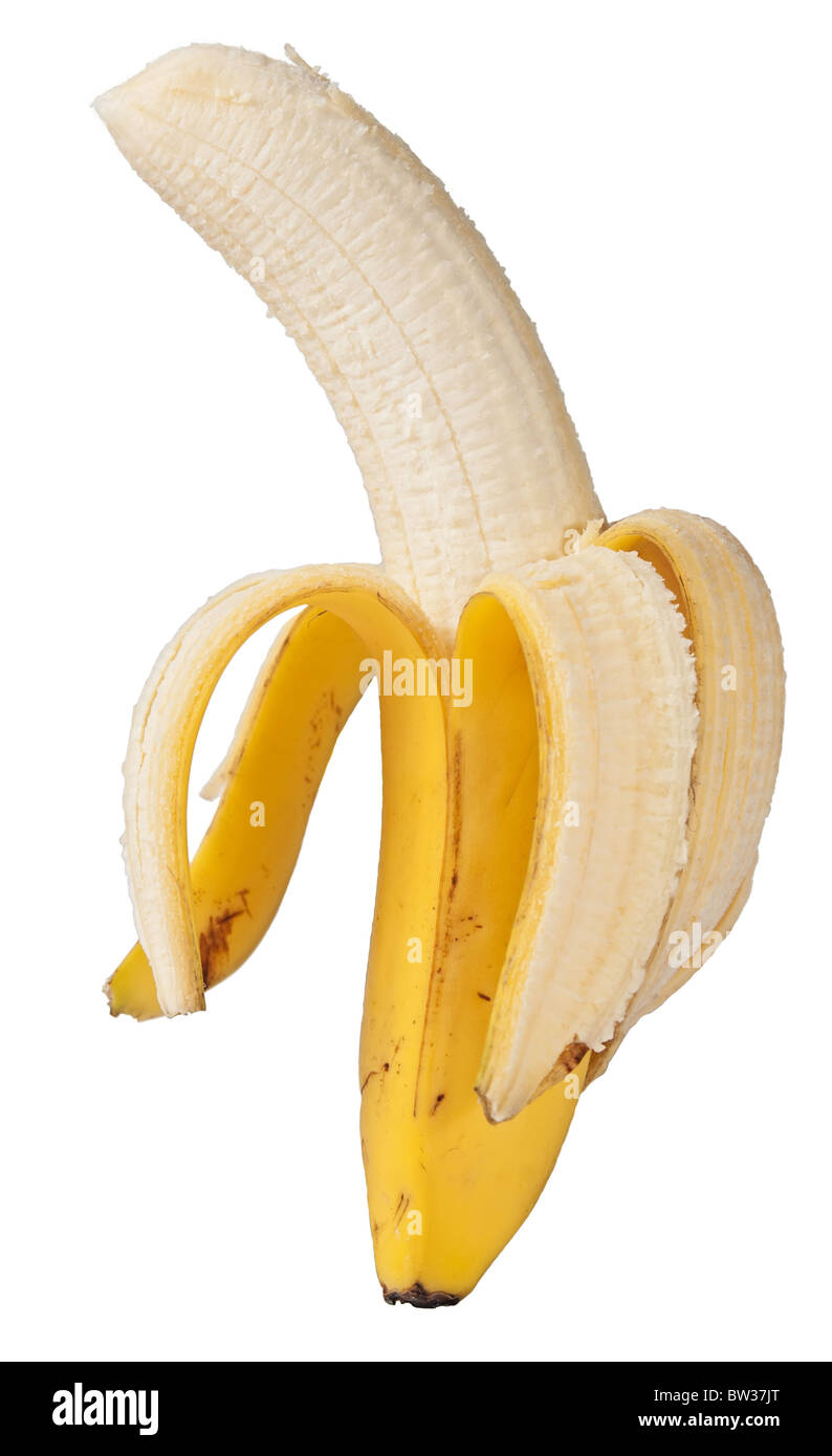 yellow banana open isolated Stock Photo - Alamy