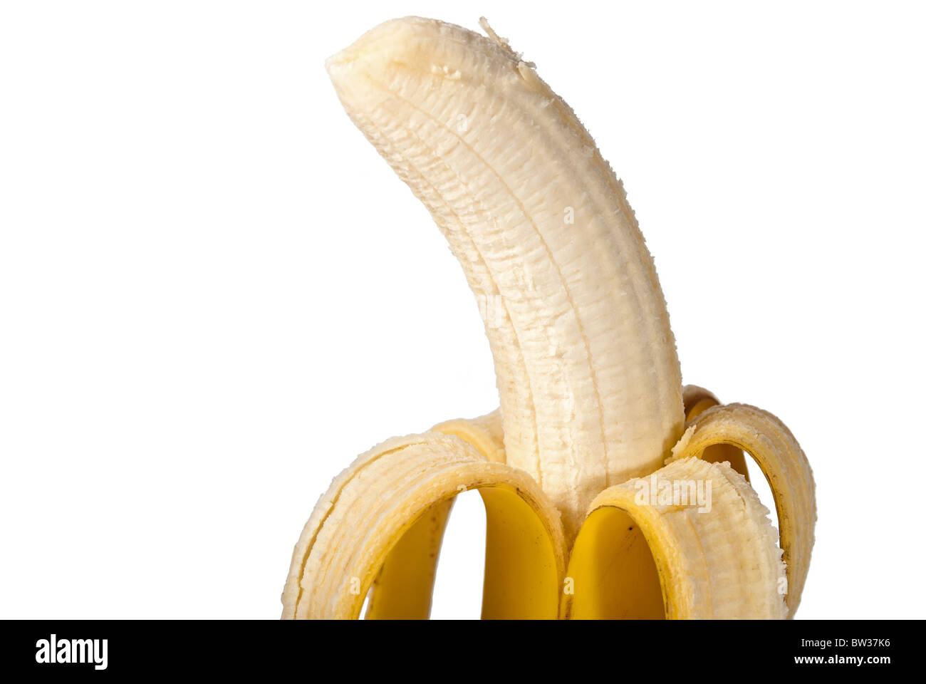 yellow banana open with copy space Stock Photo - Alamy