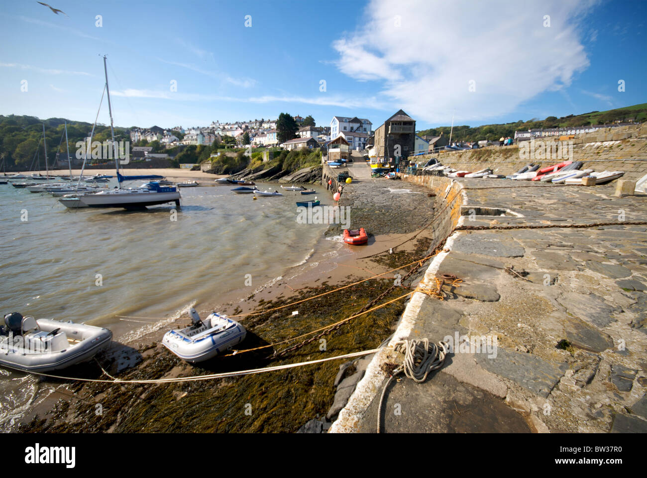 New Quay Cerdgn Wales UK Harbour Harbor Quay Sea Wall Stock Photo - Alamy
