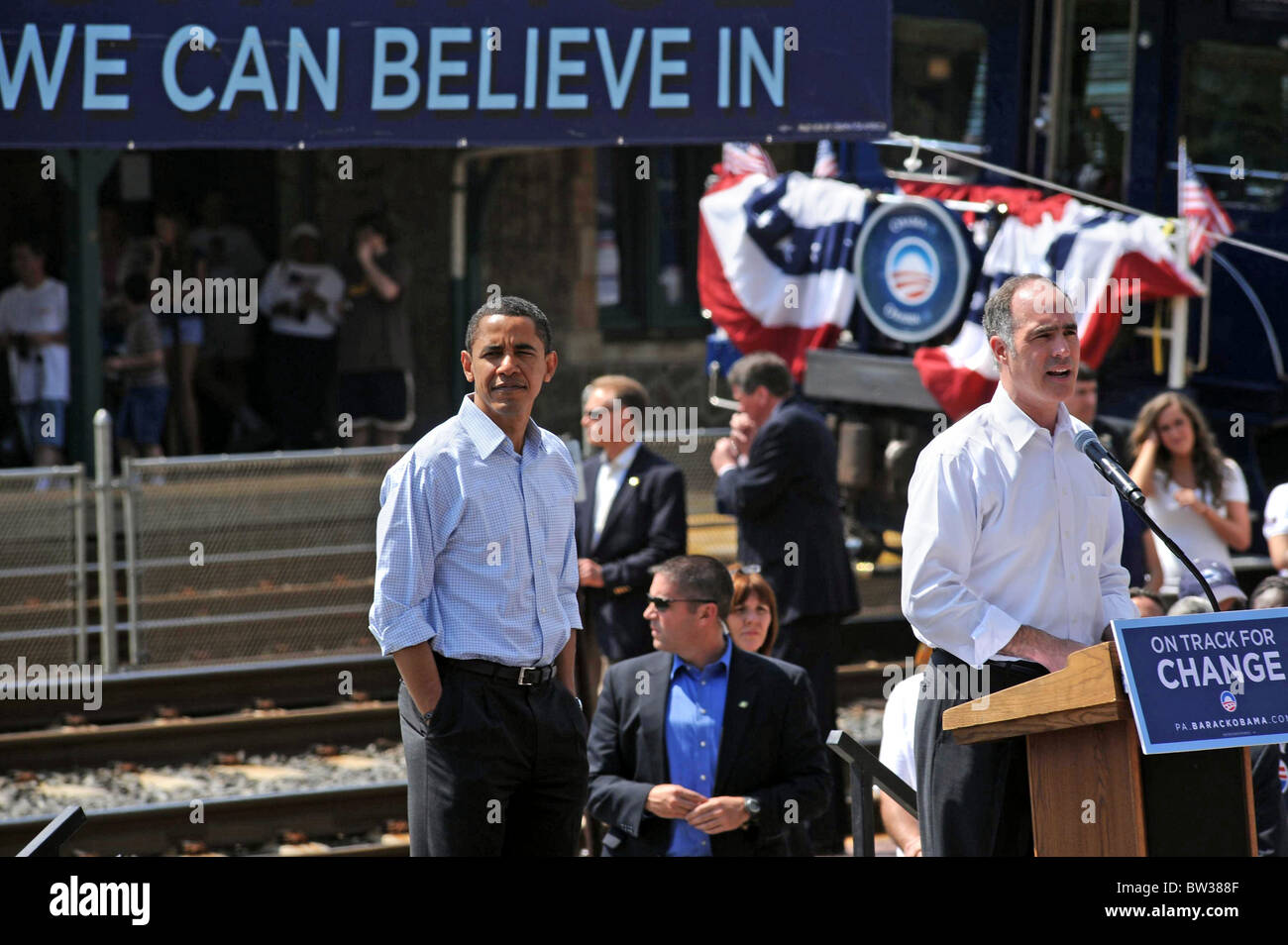 Barack Obama Whistle Stop Tour in Pennsylvania Stock Photo - Alamy