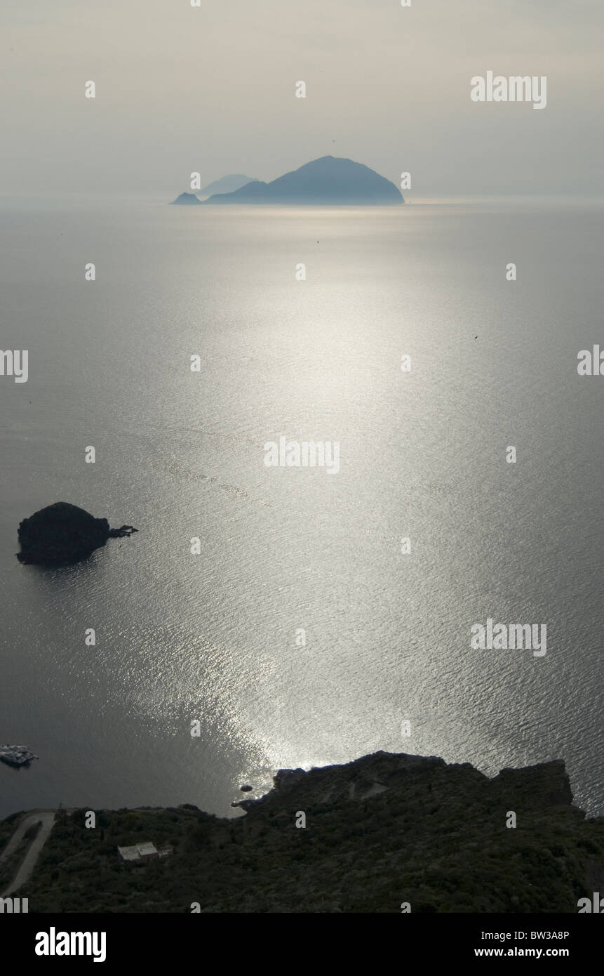 View of Filicudi Island from Salina, one of the Aeolian Islands off ...