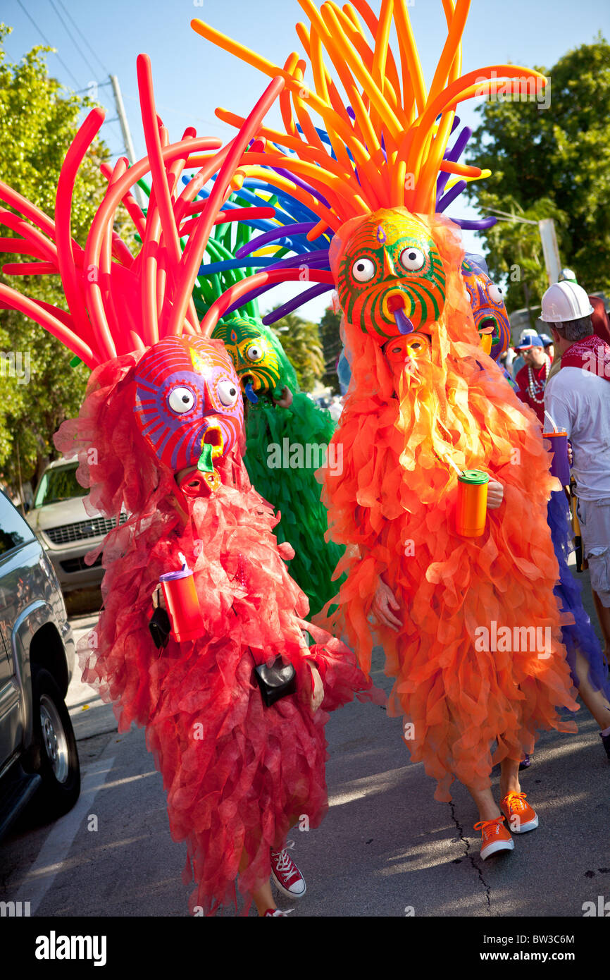 Costumed revelers during Fantasy Fest halloween parade in Key West ...
