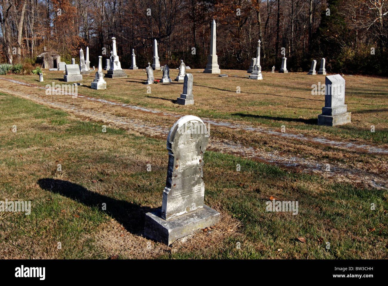 Ancient graves in Vera Cruz cemetery in Ohio. The cemetery, not in use ...