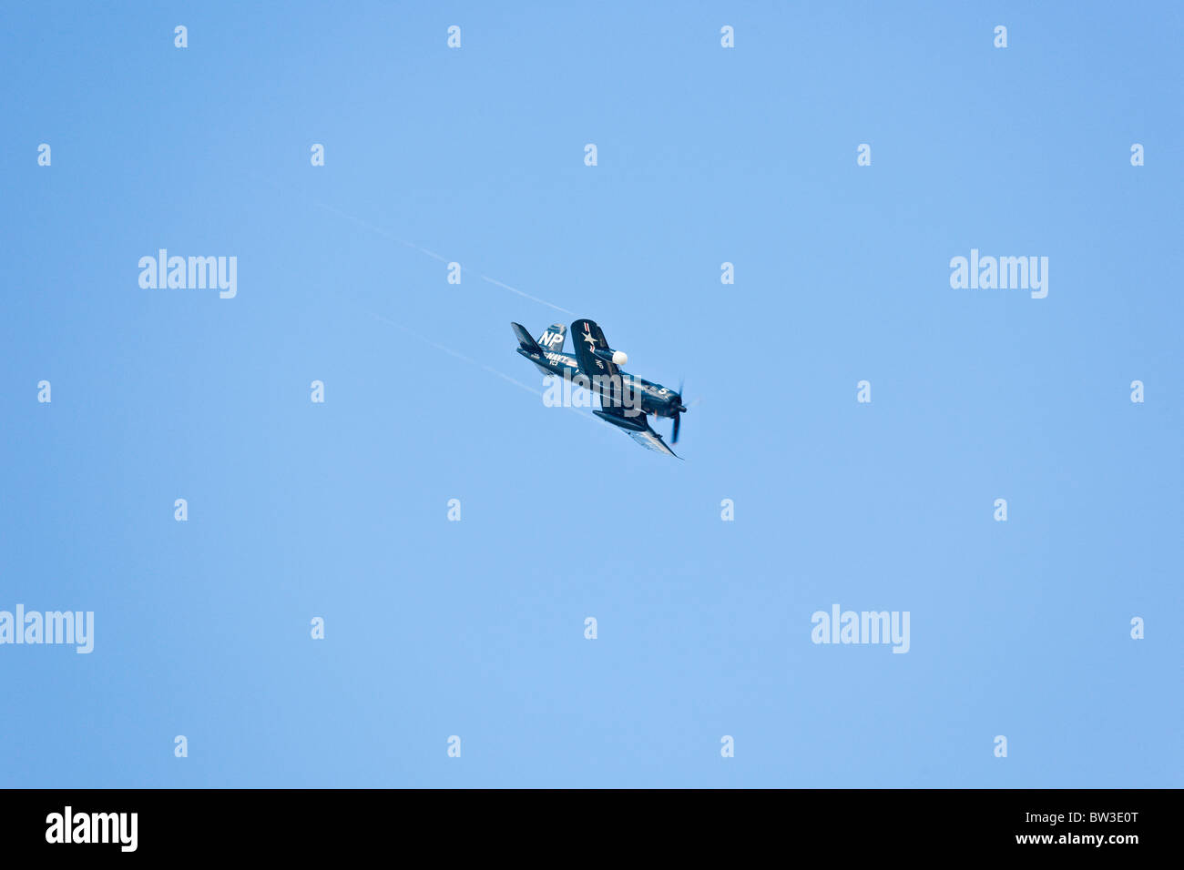 Pilot Dan McCue flying his F4U Corsair airplane during air show at NAS ...