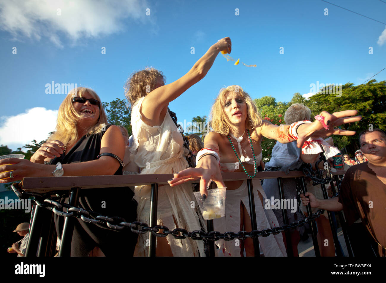 Costumed revelers during Fantasy Fest halloween parade in Key West ...