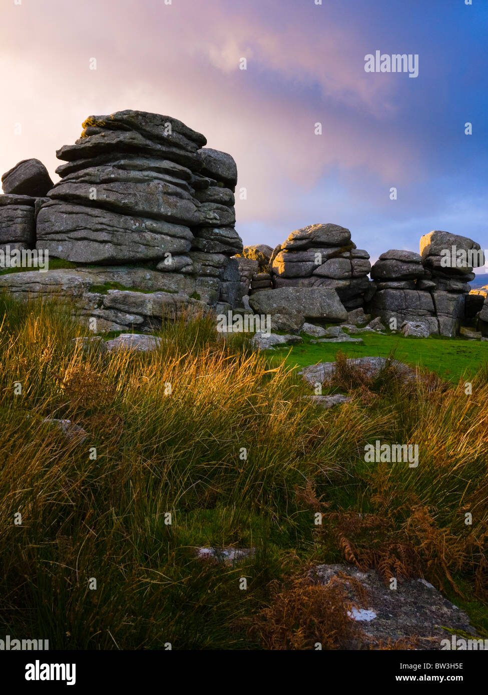 Combestone Tor in Dartmoor National Park near Hexworthy, Devon, England ...