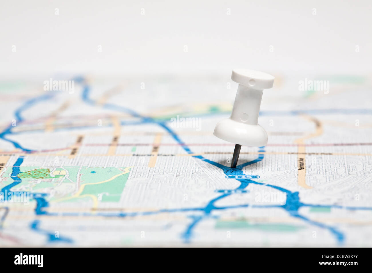 push pin in colorful map Stock Photo - Alamy