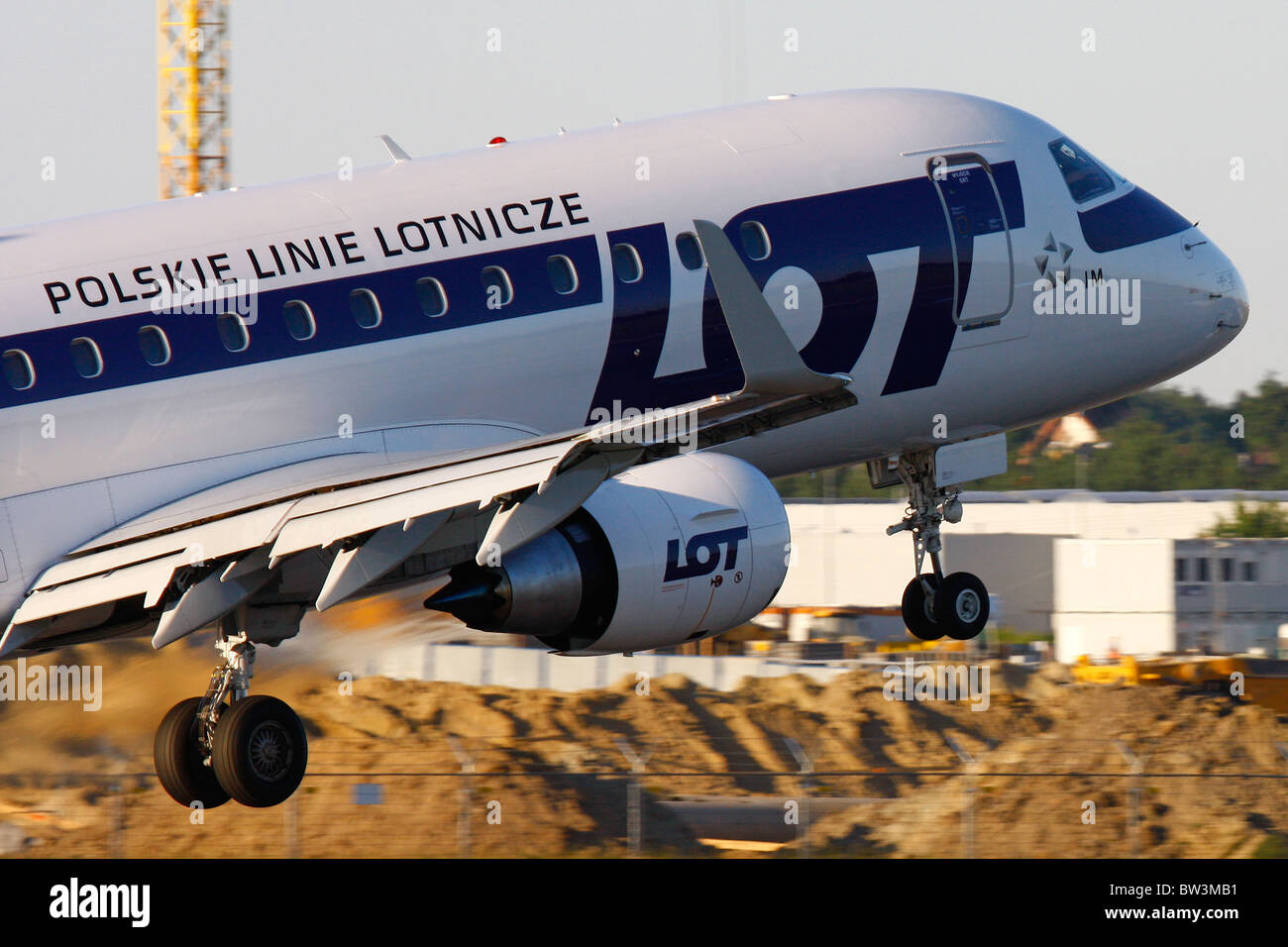Embraer 175 from LOT Polish Airlines landing in Gdansk Lech Walesa ...