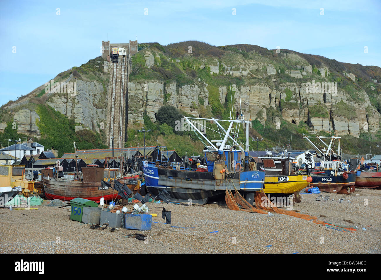 The old fishing quarter of The Stade Hastings East Sussex UK coastal ...
