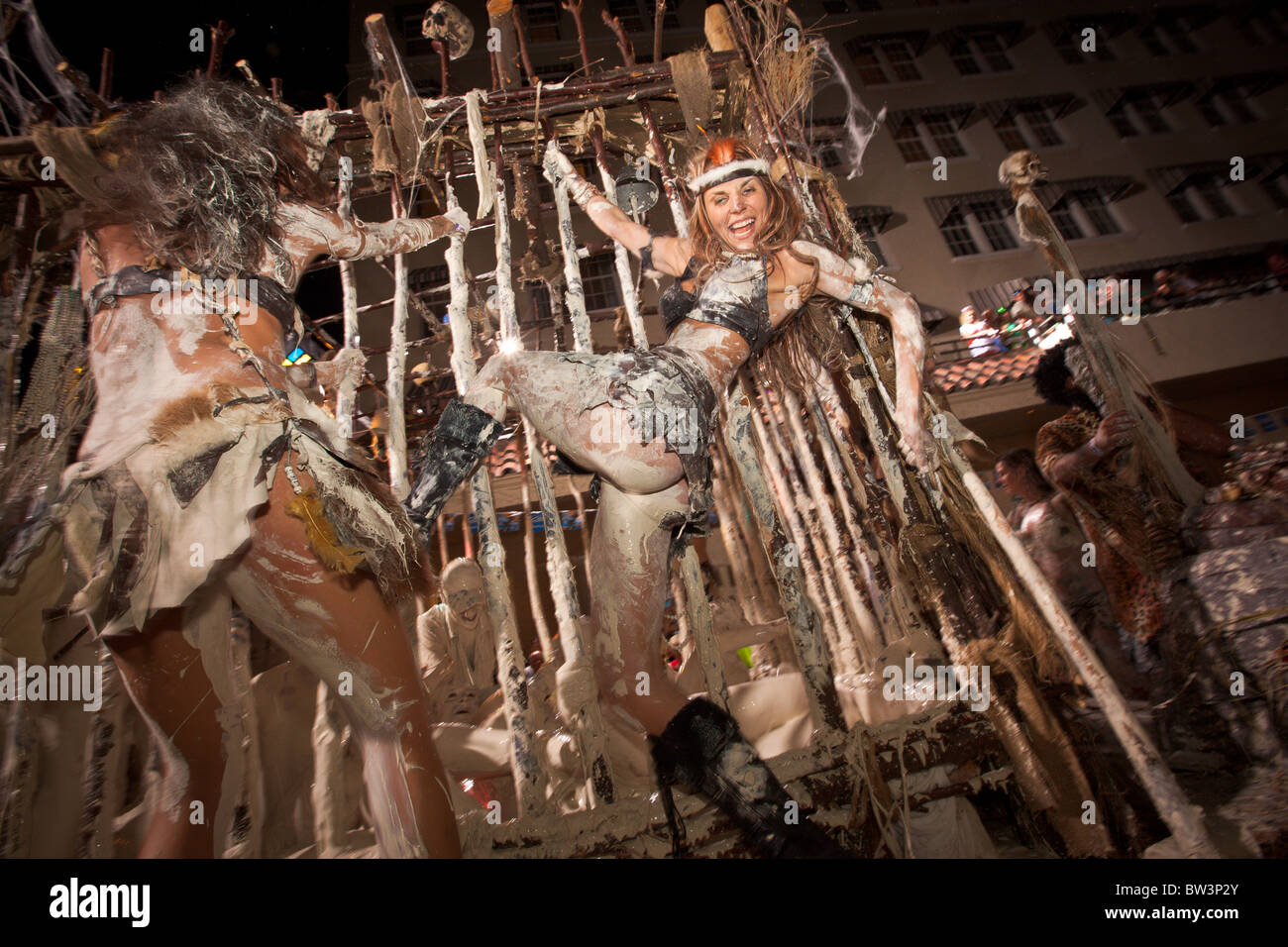 Costumed revelers during Fantasy Fest halloween parade in Key West ...