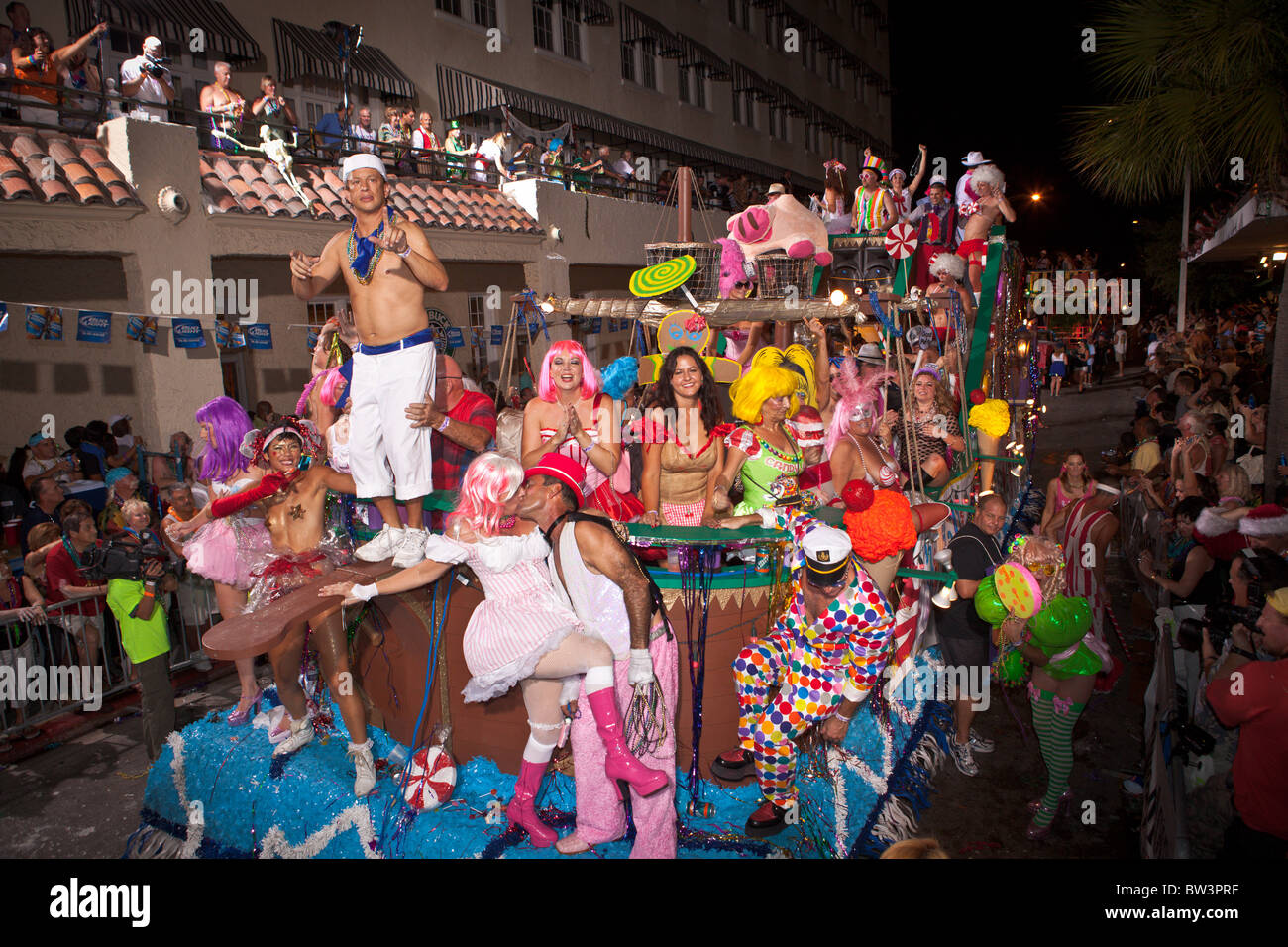 Costumed revelers during Fantasy Fest halloween parade in Key West ...