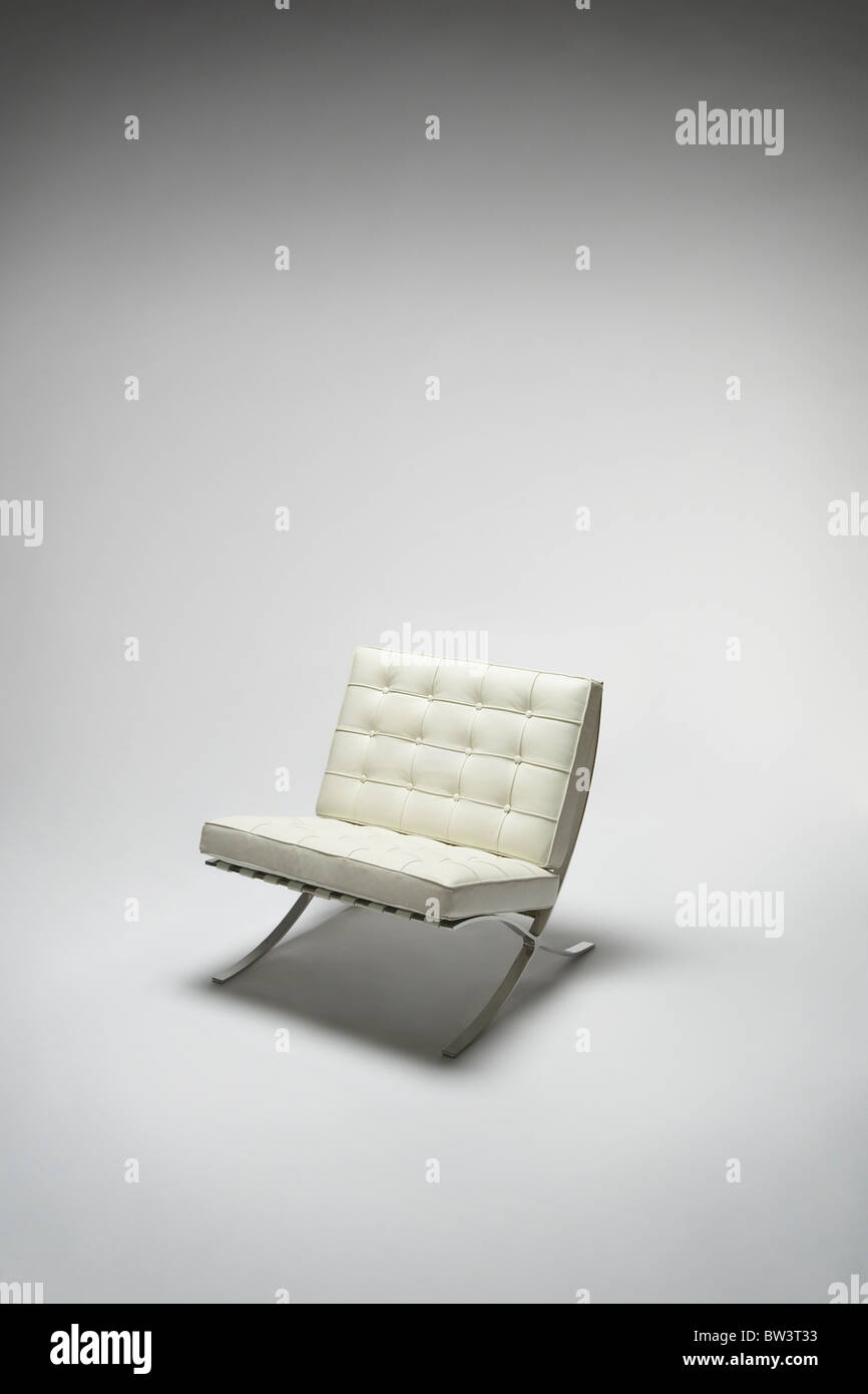 White leather chair on blank background Stock Photo - Alamy