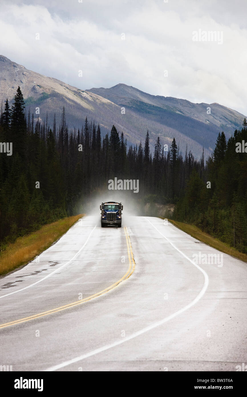 Truck on road in Banff National Park, Alberta, Canada Stock Photo - Alamy