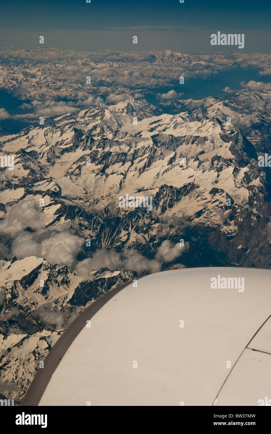 Airplane view of Dolomites Mountains, Italy Stock Photo - Alamy