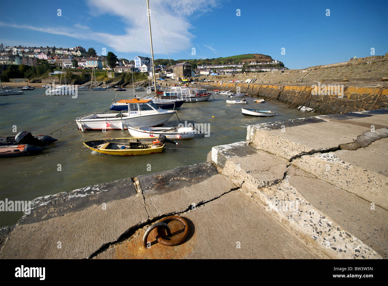 New Quay Cerdgn Wales UK Harbour Harbor Quay Sea Wall Stock Photo - Alamy