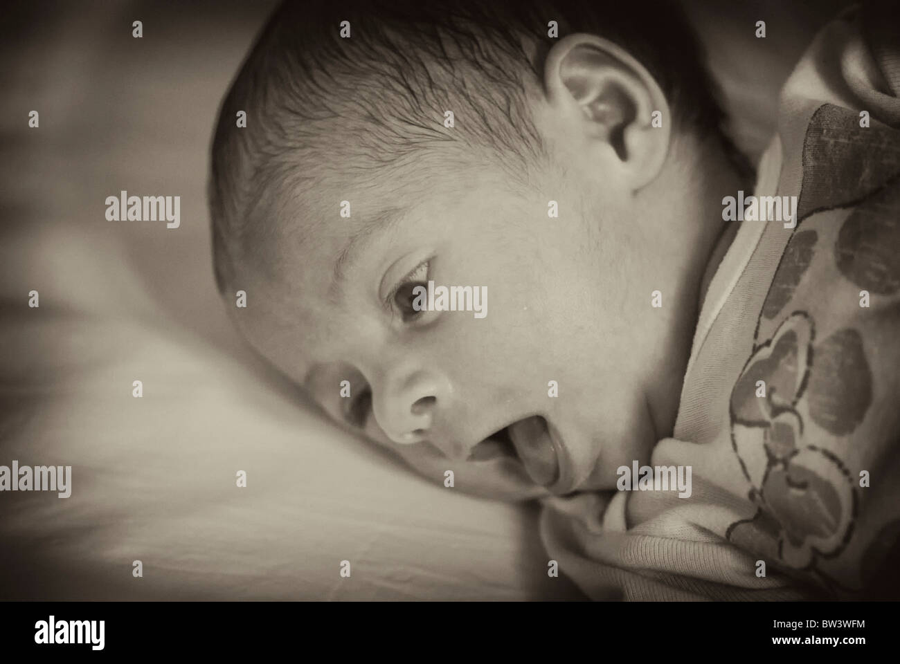 Newborn Baby Girl Behavior during her First days of Life Stock Photo ...