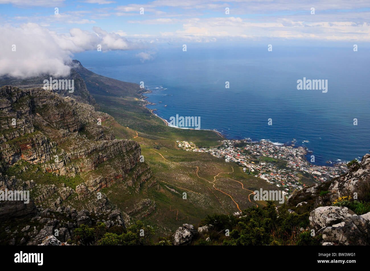 Atlantic Ocean view from Table Mountain National Park, Capetown, South ...