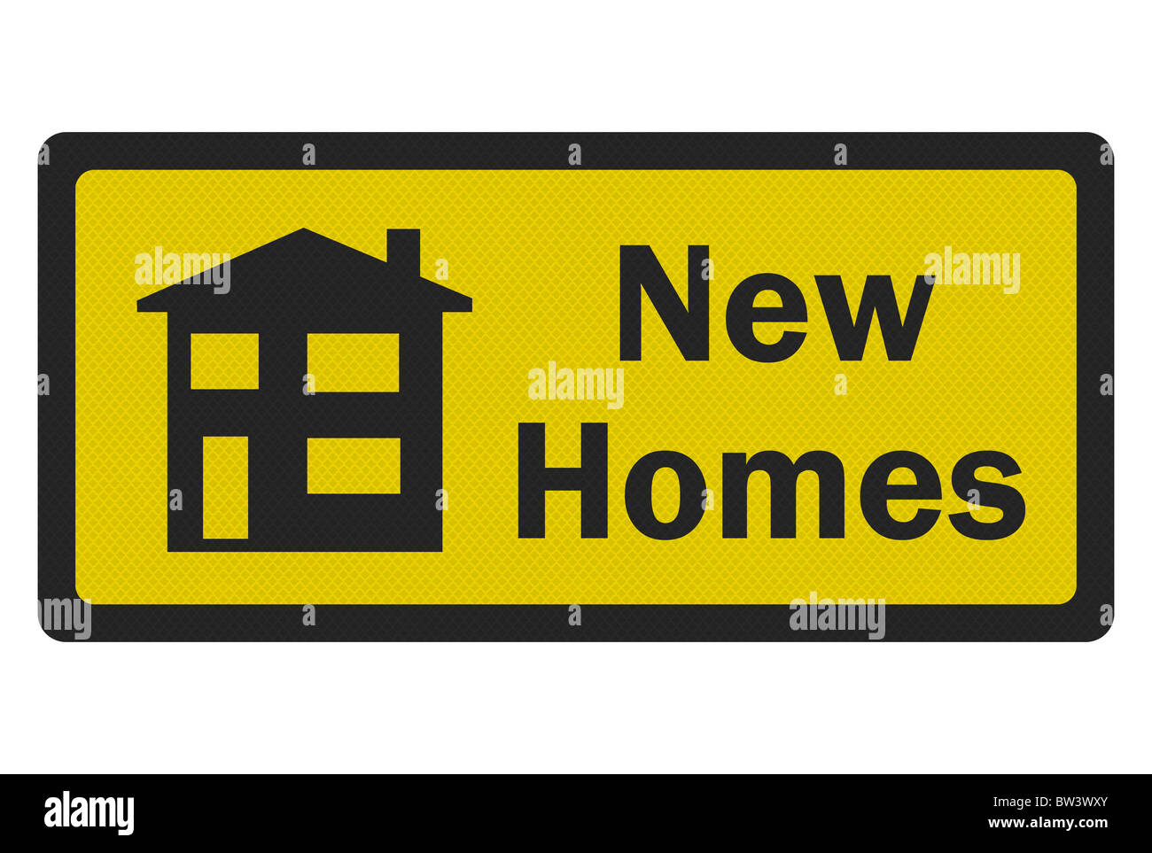 'New Homes' photo realistic metaillic, reflective sign, isolated on ...