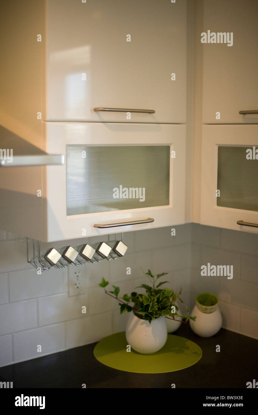 Cabinet and spice rack of modern kitchen Stock Photo - Alamy