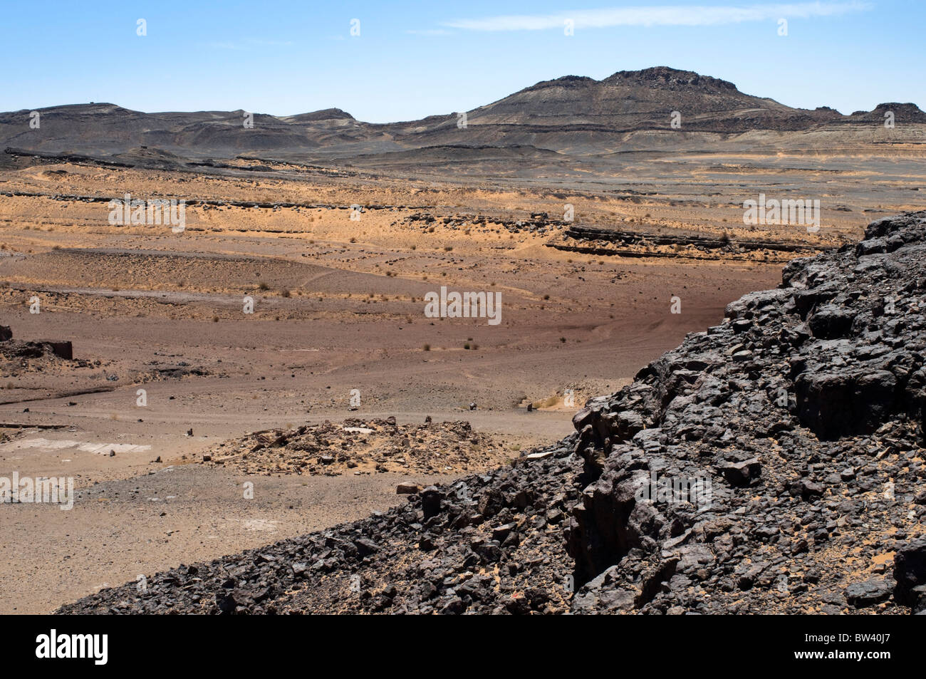 Desert of black stones - Sahara - Best of Morocco Stock Photo - Alamy