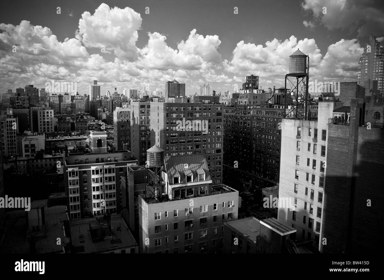 A view of the rooftops on the Upper West Side of New York city on a ...