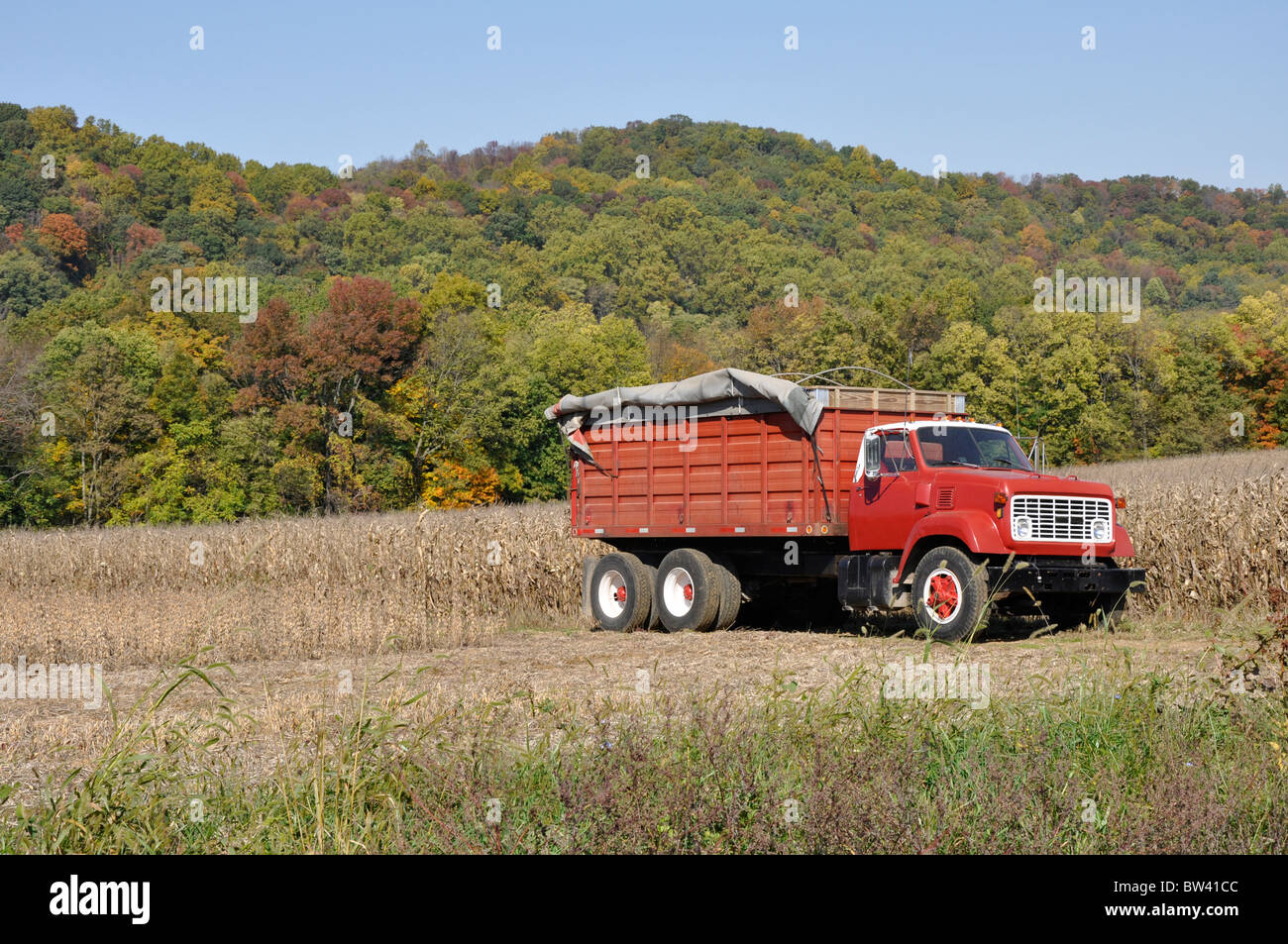 red farm truck Stock Photo - Alamy