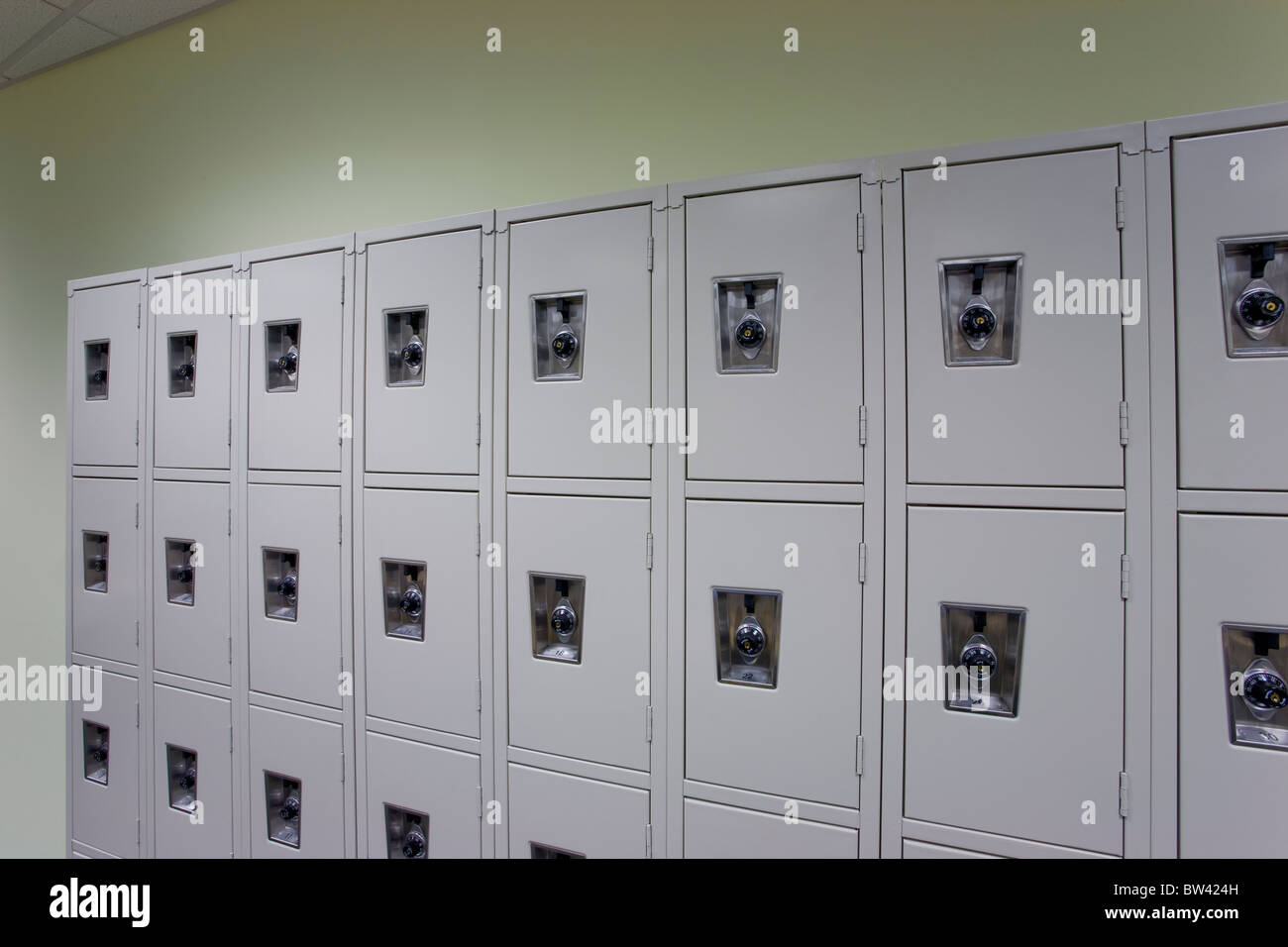 Small student lockers at a college Stock Photo - Alamy