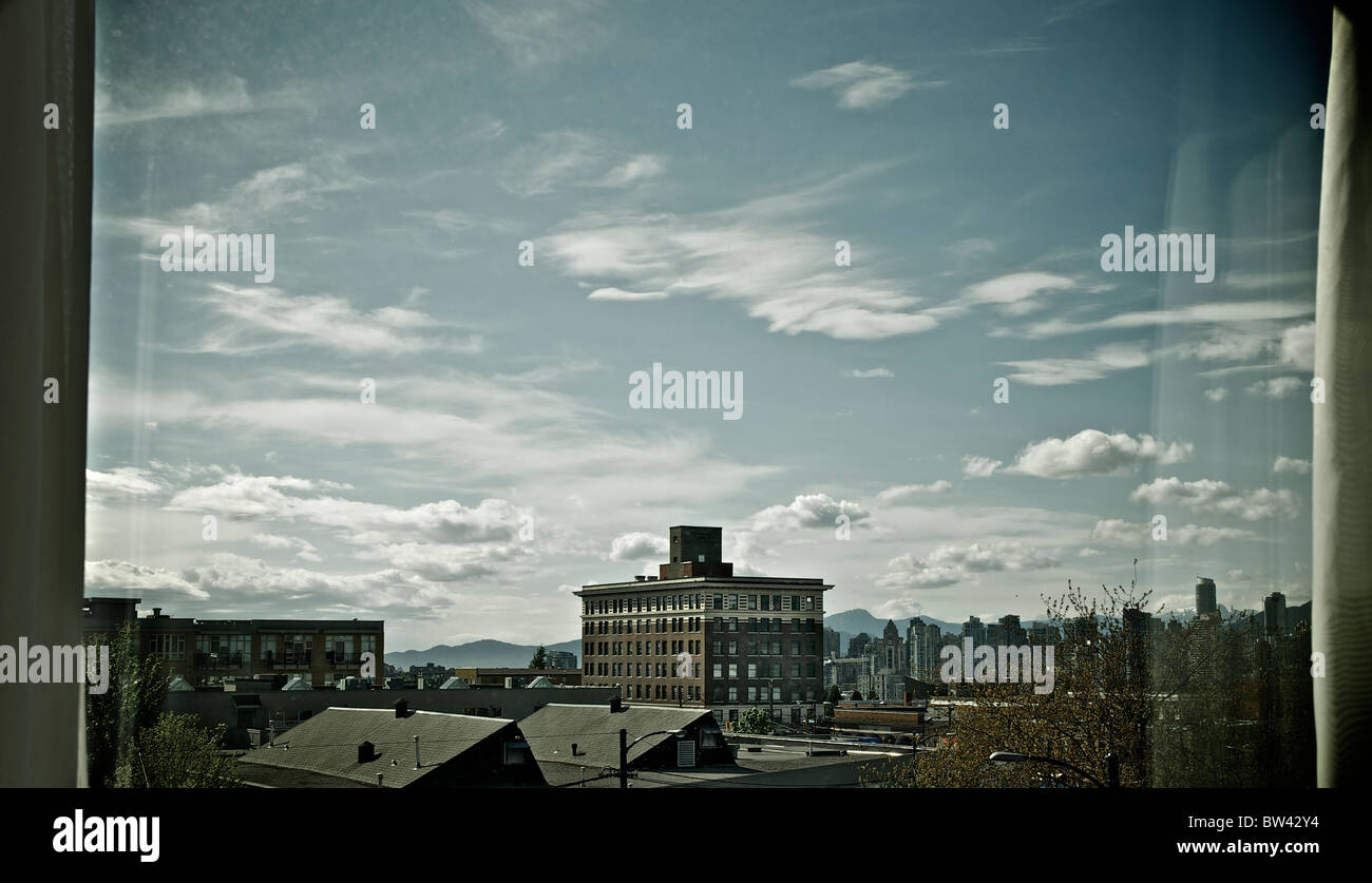 Downtown Eastside rooftops viewed from a hotel window, Vancouver ...