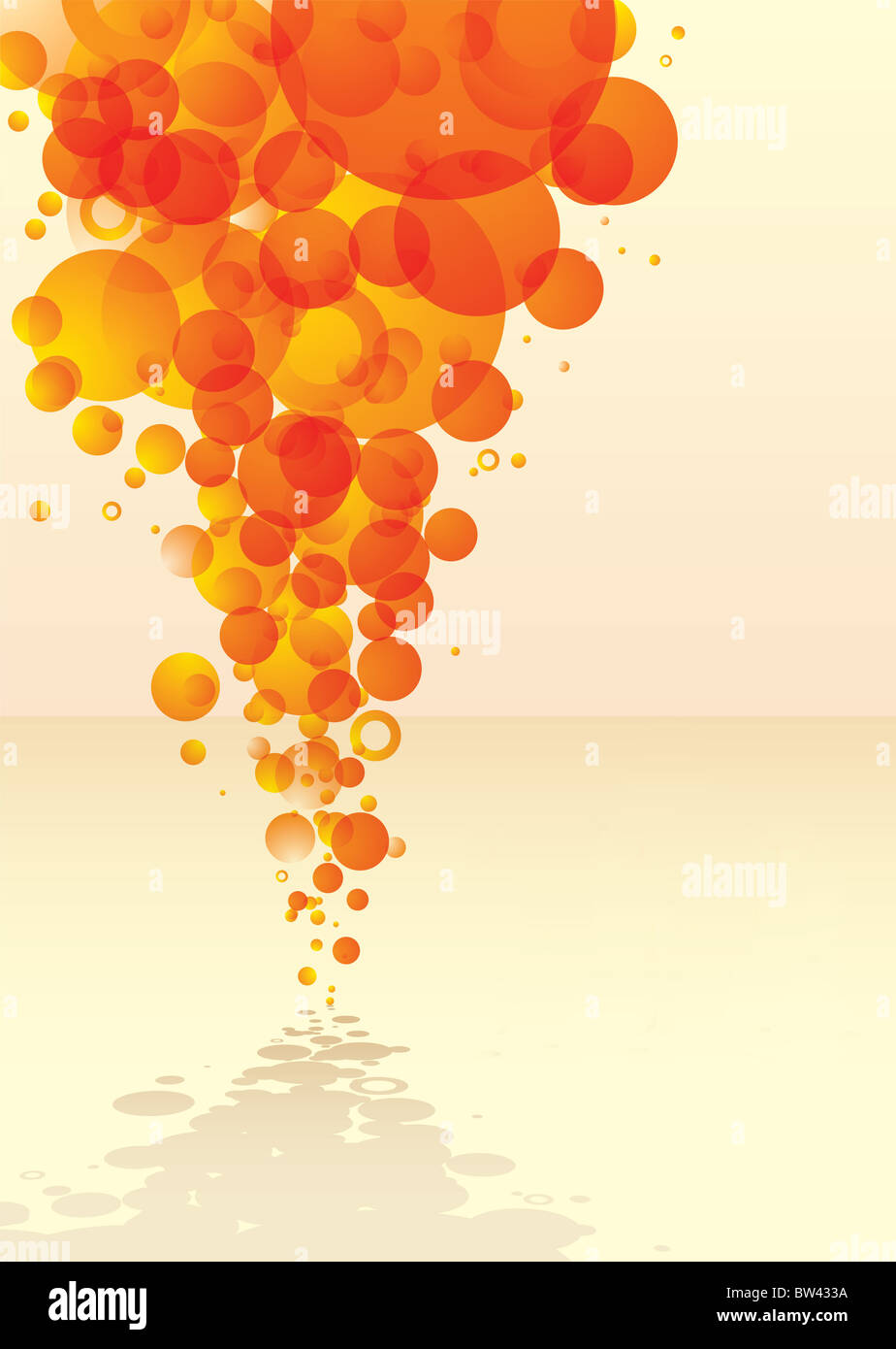 orange abstract bubble background with shadow and reflection Stock ...