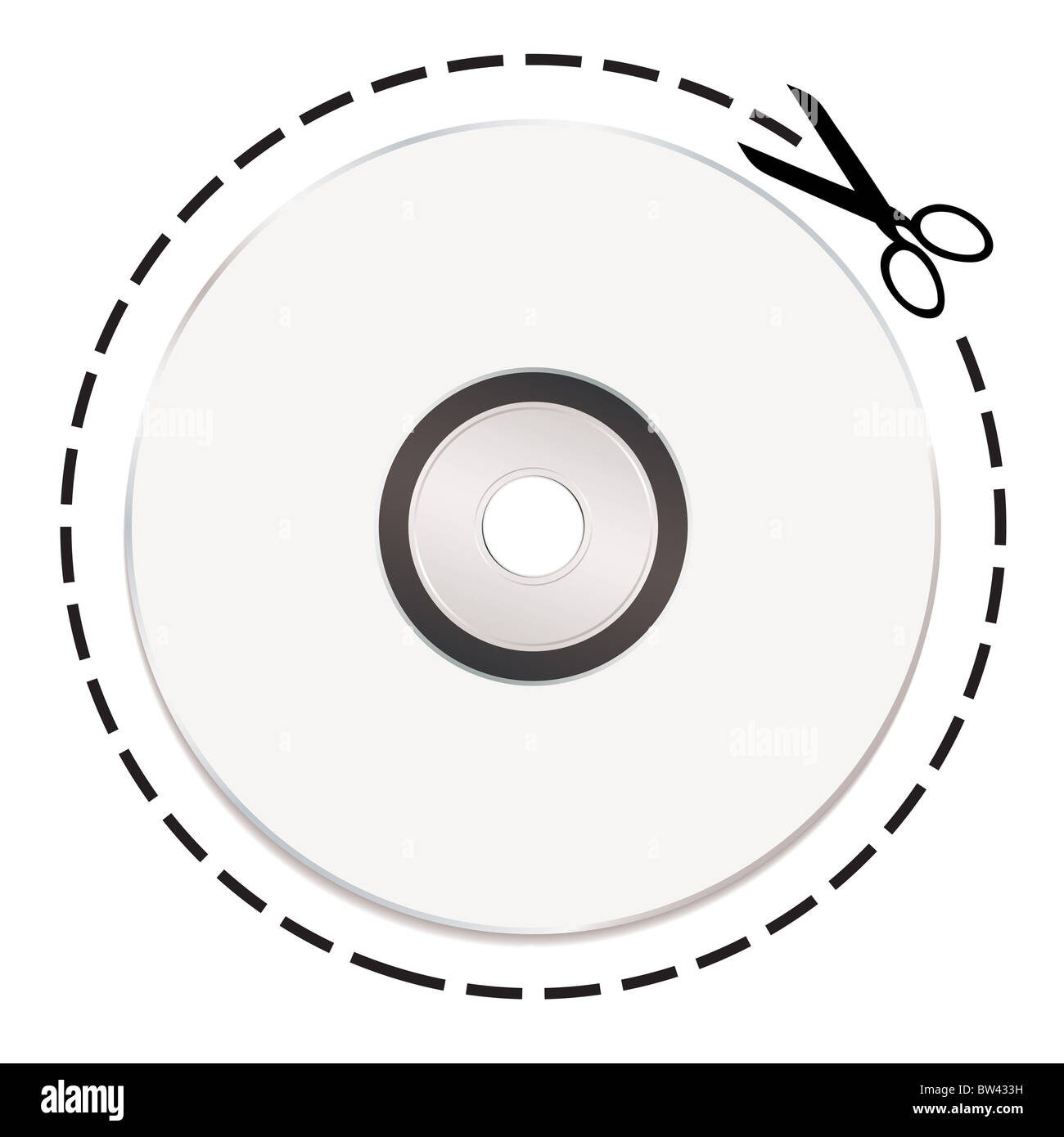 white music cd with dotted lines and scissors Stock Photo - Alamy
