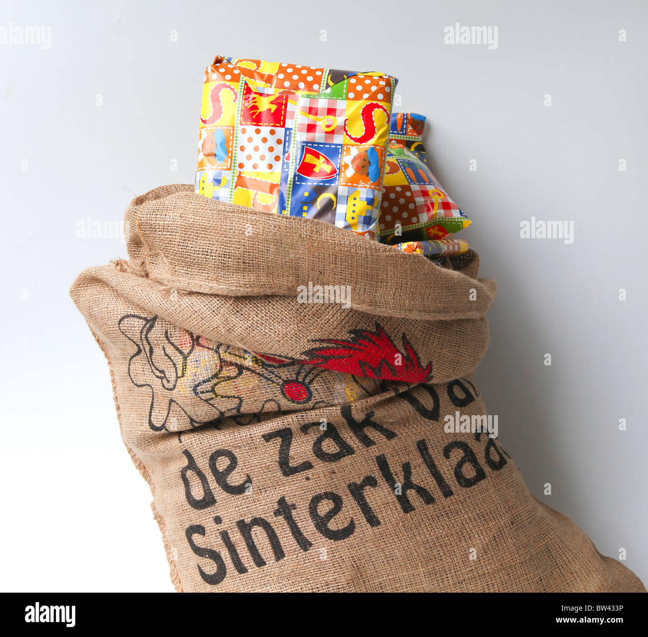 Dutch Sinterklaas celebration with a big bag filled with presents Stock ...