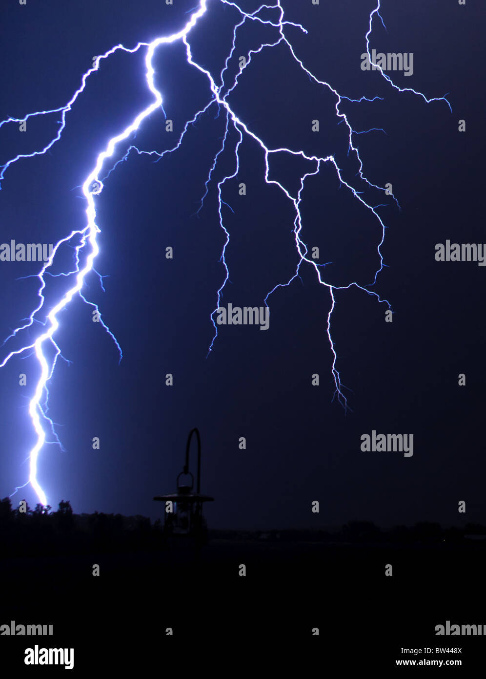 Lightning Strike at Night in the Country Stock Photo - Alamy