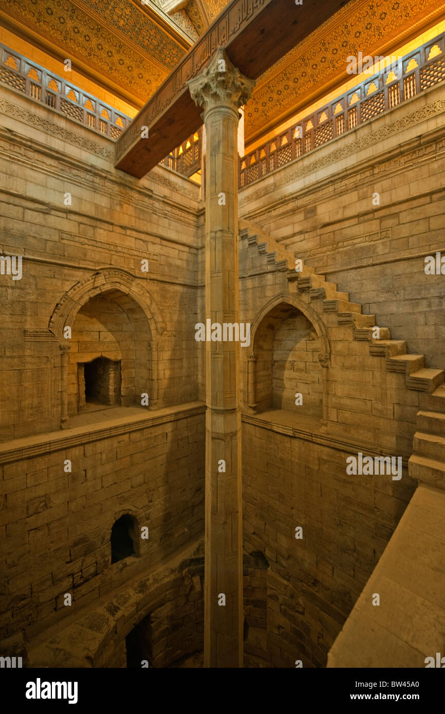 Egypt, Cairo, Rhoda Island (Manial), Measuring shaft of the Nilometer ...