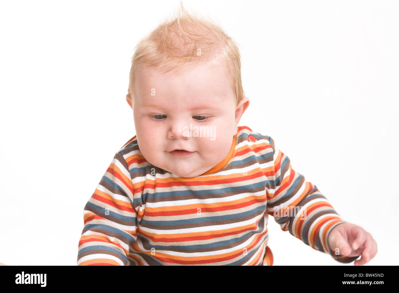 Expressive cute little boy isolated on white background Stock Photo - Alamy
