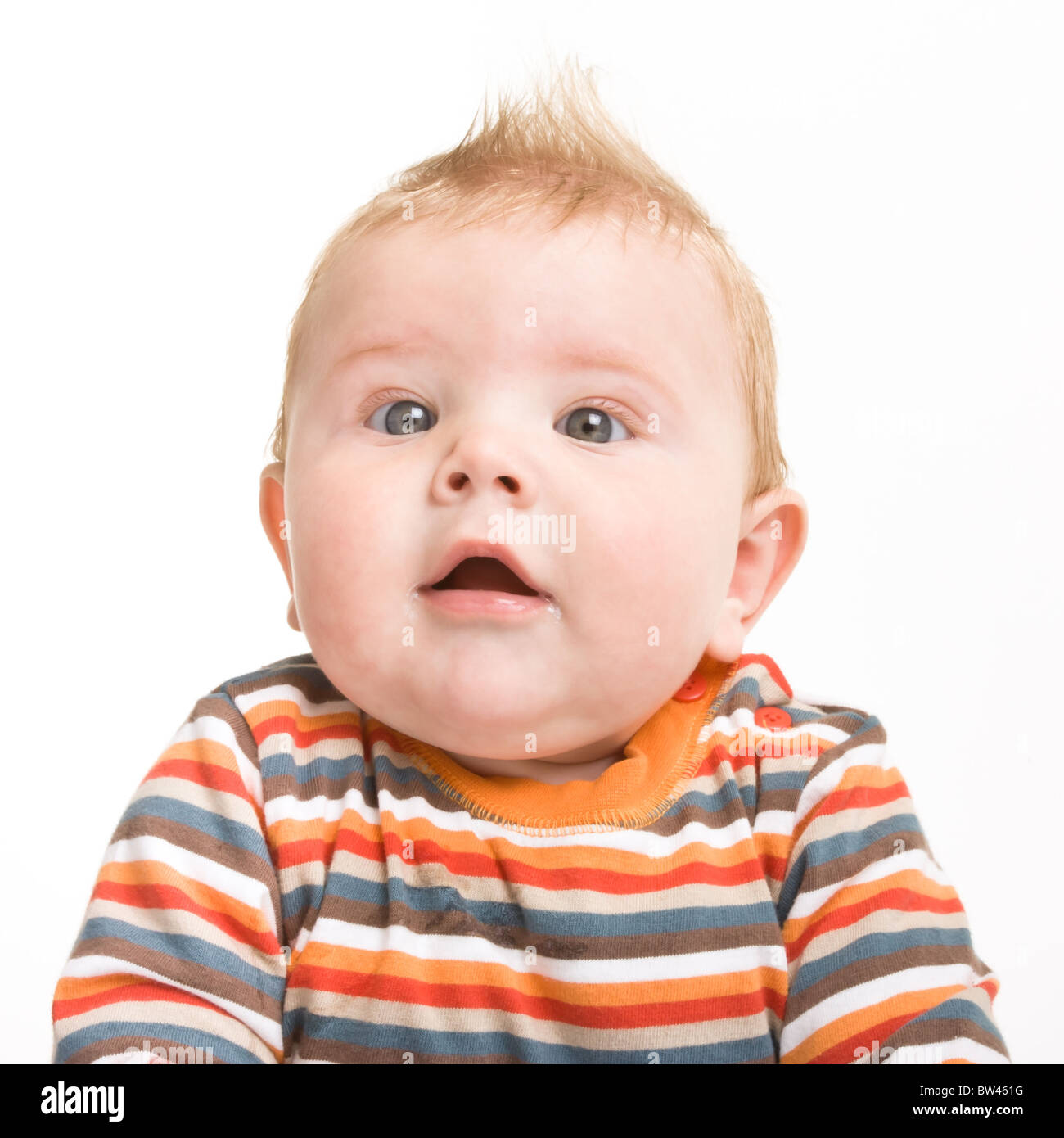 Expressive cute little boy isolated on white background Stock Photo - Alamy