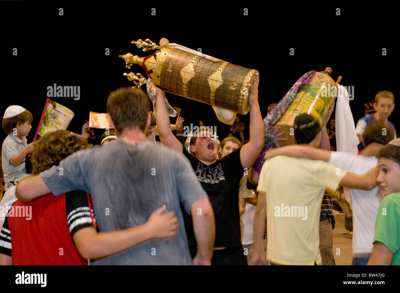 Simchat Torah celebrations marking the conclusion of the annual cycle ...